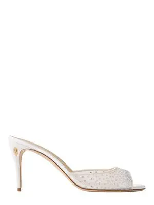 Jennifer Chamandi Guido 85 Crystal-embellished Mesh Sandals - White