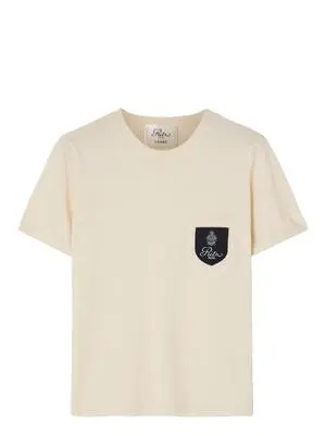 FRAME Ritz Paris Appliquéd Cashmere T-shirt - Cream