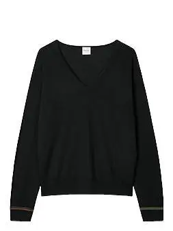 Paul Smith Merino Wool V-neck Sweater - Black