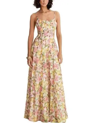MOOS STUDIO Flora Reverie Floral-print Maxi Dress - Neutrals