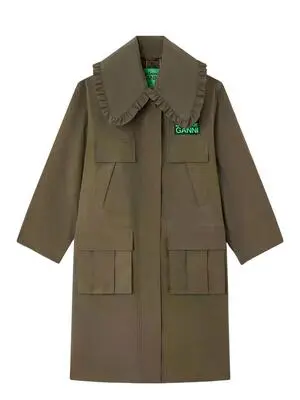 GANNI X Barbour Ruffled-detail Coat - Green