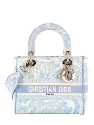 DIOR Christian Dior Lady D-Lite Medium Satchel Embroidered Canvas