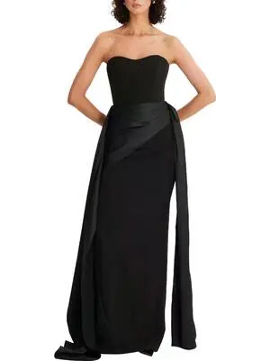MOOS STUDIO Strapless Maxi Dress With Draped Detailing - Black