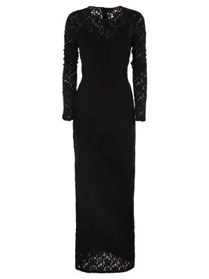 Max Mara Long-sleeve Lace Maxi Dress - Black