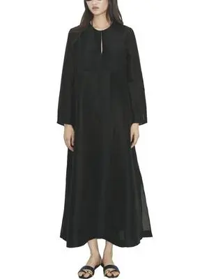 Tory Burch Linen And Silk Long Kaftan - Black