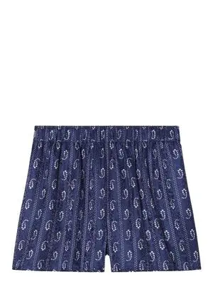 Tory Burch Printed Silk Blend Shorts - Blue