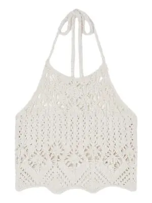 Alanui Lagoon Romance Crochet Knit Top - White
