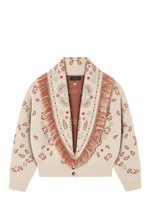 Alanui Bandana Jacquard Cashmere And Wool Cardigan - Beige