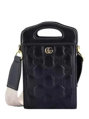 Gucci Top Handle Gg Matelasse Leather Mini Crossbody Bag - Black