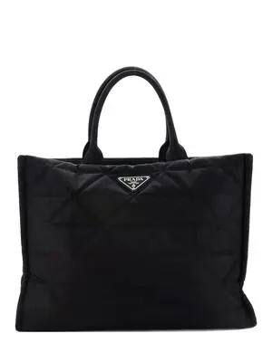 Prada Open Shopping Quilted Re-nylon Large Tote Bag - Black