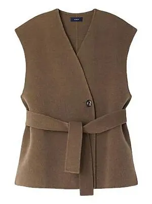 Soeur Evasion Sleeveless Wool-blend Jacket - Beige/gris