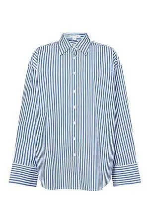 Good American Poplin Striped Oversized Shirt - Indigo Stripe