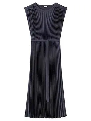 JOSEPH Volta Knit-weave Plissé Midi Dress - Indigo