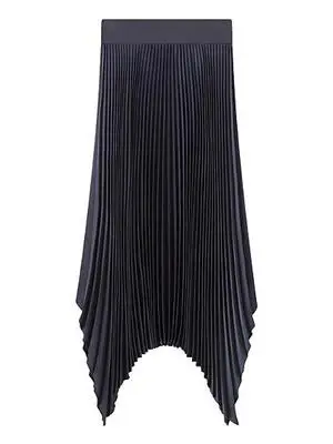 JOSEPH Ade Pleated Woven Plissé Midi Skirt - Indigo
