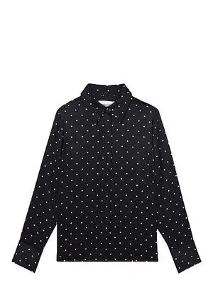 REISS Ameira Polka-dot Silk Shirt - Navy Ivory