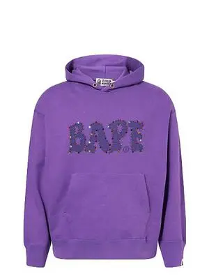 A BATHING APE Embellished Relaxed-fit Cotton-jersey Hoodie - Purple