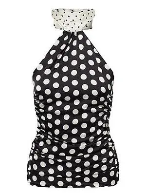 AMY LYNN Polka Dot Scarf-neck Top - Black
