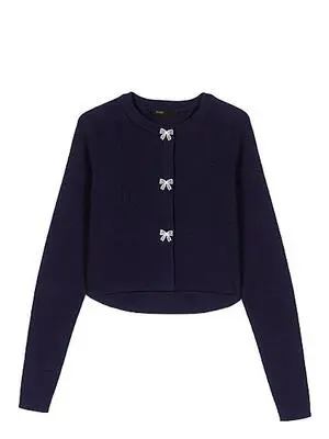 Maje Wool Cardigan With Bow Buttons Navy