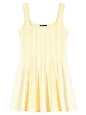 Maje Monogram Jacquard Mini Dress - Pale Yellow