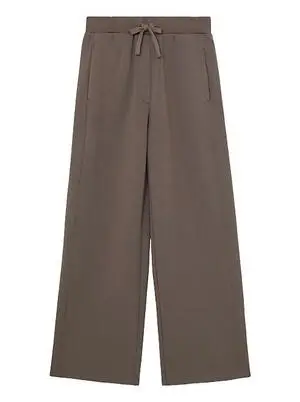 REISS Laney Wide-leg Jersey Jogging Bottoms - Taupe Brown