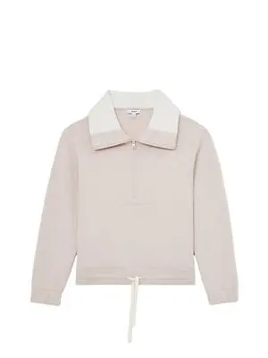 REISS Half-zip Jersey Sweatshirt - Stone Neutral