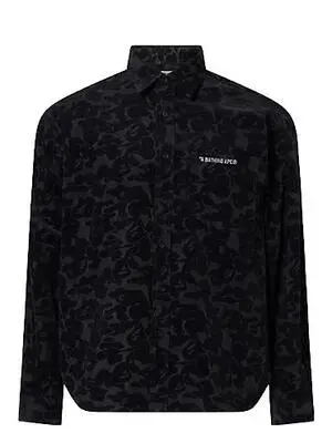 A BATHING APE Camouflage Corduroy Cotton Shirt - Black