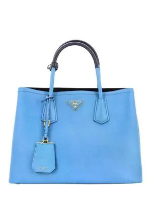 Prada Cuir Double Saffiano Leather Medium Tote Bag - Blue