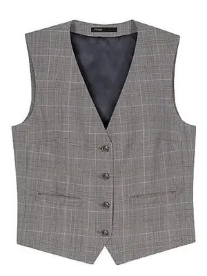 Maje Checked Stretch Wool-blend Waistcoat - Grey