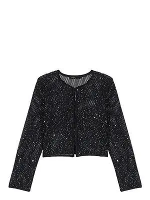 Maje Rhinestone-embellished Knitted Cardigan - Black