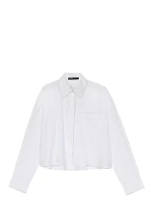 Maje Crochet-collar Cotton Shirt - White