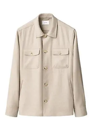 Eton Four Pocket Relaxed-fit Wool And Cashmere Overshirt - Beige