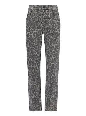 Good American Straight-leg High-rise Jeans - Grey Lucky Leopard