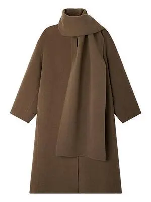 Soeur Scarf-detail Wool-blend Coat - Beige/gris