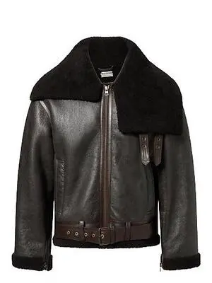 JW Anderson Oversized-collar Shearling Aviator Jacket - Chocolate Brown/brown