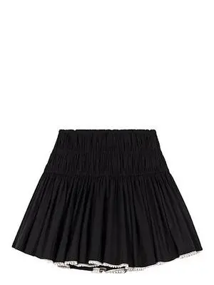 Maje Woven Mini Skirt With Embellished Trim - Black