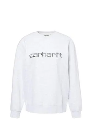 Carhartt Work In Progress Logo-embroidered Cotton Sweatshirt - Ash Hthr / Vlvt Grn