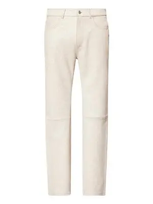 COLE BUXTON Cracked Paint Straight-leg Leather Trousers - Vintage White