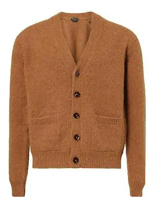 TOM FORD Brushed V-neck Wool-blend Cardigan - Toffee