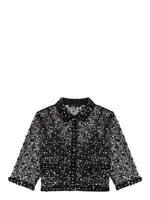 Maje Sequin-embellished Tulle Shirt - Black