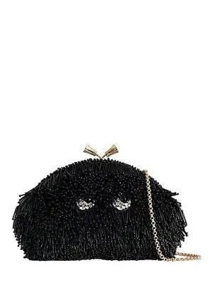 ANYA HINDMARCH Eyes Bead-embellished Clutch - Black