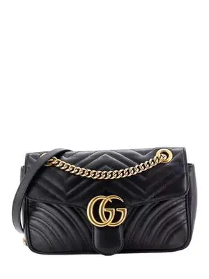 Gucci Gg Marmont Flap Medium Shoulder Bag - Black