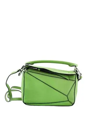 Loewe Puzzle Leather Mini Crossbody Bag - Green