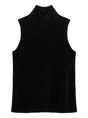 Cos Chenille Mock-neck Vest - Black