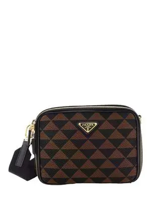 Prada Symbole Zip Around Jacquard Crossbody Bag - Brown