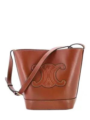 Celine Cuir Triomphe Leather Small Bucket Bag - Brown