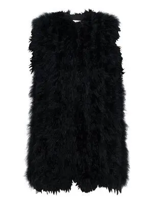 YVES SALOMON Cropped Feather Gilet - Noir