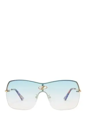 Le Specs Parallel Universe Shield Sunglasses - Gold Sky Blue