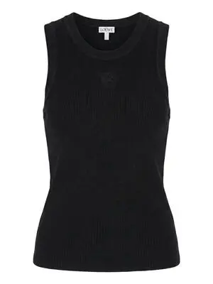 Loewe Embroidered Logo Ribbed Tank Top - Black