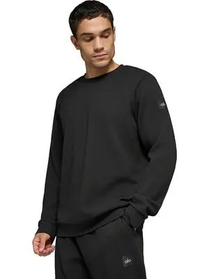 Alo Yoga Waffle Lounge Long Sleeve Crewneck Top - Black