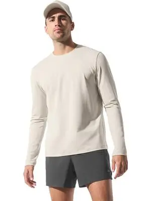 Alo Yoga Conquer Reform Crewneck Long Sleeve Top - Bone